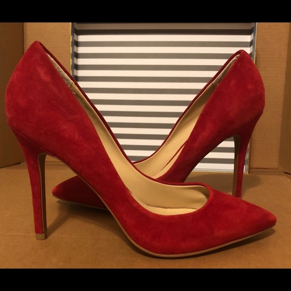 Shoes | Fiery Red Suede Heel | Poshmark